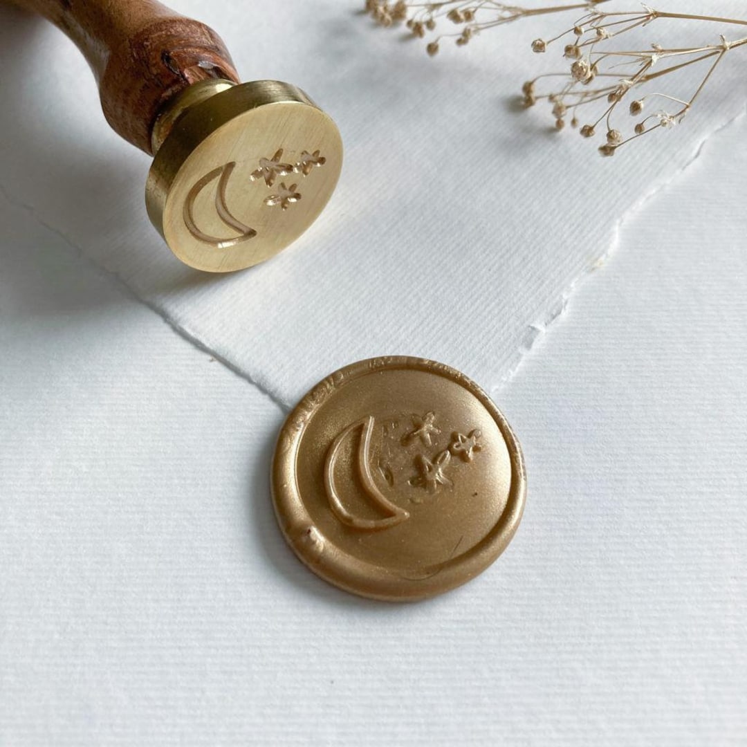 Gold Moon & Stars Wax Seal: Celestial Wedding Invitation Seal - Etsy