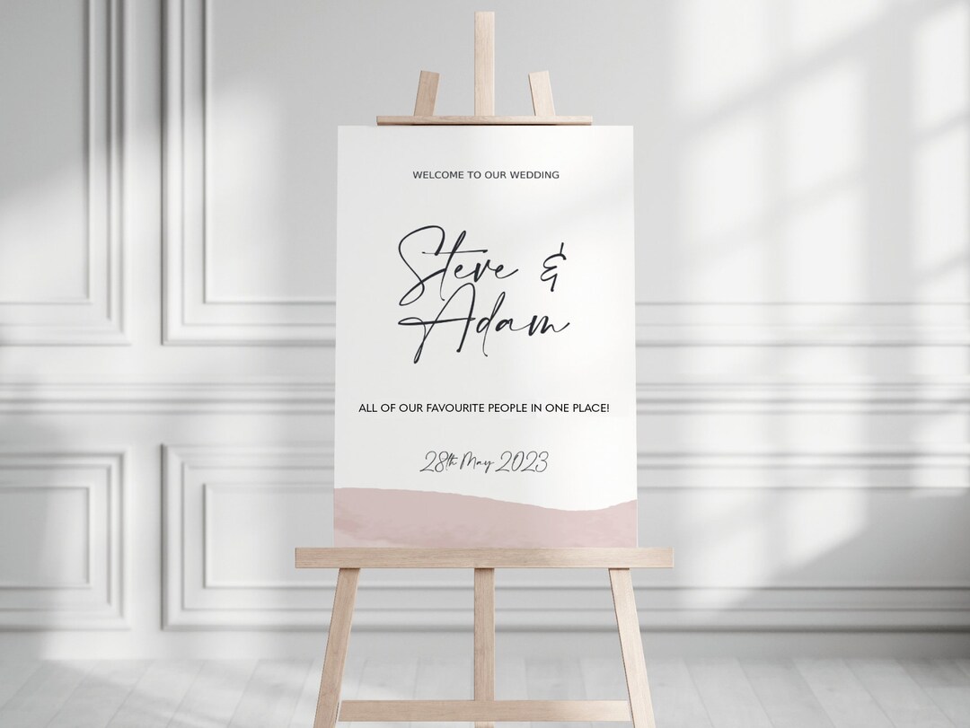 A2, A1, A0 Personalised Blush Pink Wedding Welcome Sign, Wedding Order ...
