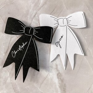 Monochrome Bow Shaped Place Names, Black Tie Wedding Decor, Bridal ...