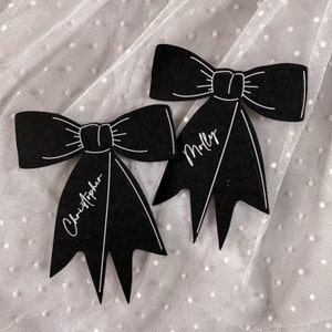 Monochrome Bow Shaped Place Names, Black Tie Wedding Decor, Bridal ...