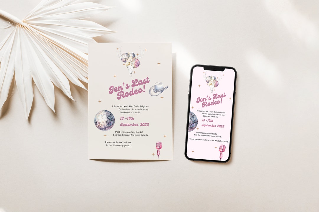 Editable Last Rodeo Hen Do Invite and Itinerary, Editable Template, Hen ...