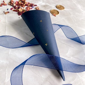 Navy Blue and Gold Confetti Cones, Celestial Wedding, Moon & Stars ...