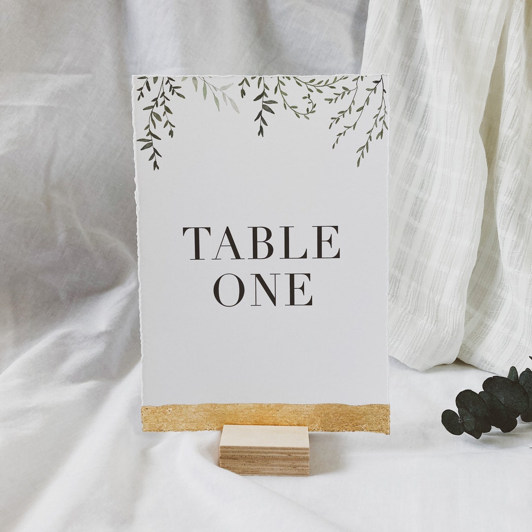 Green and Gold Leaf Botanical Table Numbers, Sage Green Wedding Decor ...