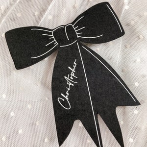 Monochrome Bow Shaped Place Names, Black Tie Wedding Decor, Bridal ...