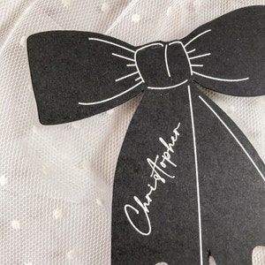 Monochrome Bow Shaped Place Names, Black Tie Wedding Decor, Bridal ...