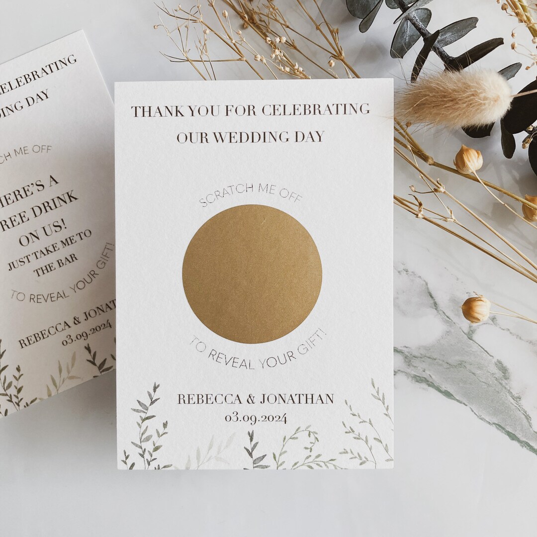 Scratch and Reveal Wedding Card, Wedding Favour, Botanical Invite, Fun ...