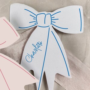 Blue Bow Shaped Place Names, Summer Wedding Decor, Pastel Baby Shower ...