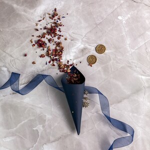 Navy Blue and Gold Confetti Cones, Celestial Wedding, Moon & Stars ...