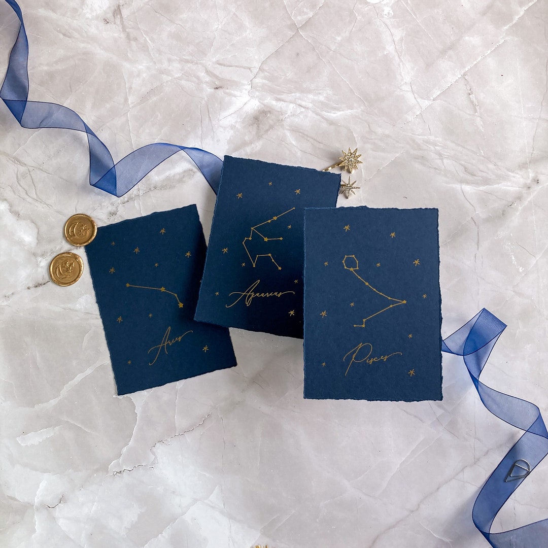 Constellation Table Numbers: Gold Celestial Wedding Decor, Navy Zodiac ...