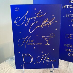 Blue Acrylic Signature Cocktail Sign: Celestial Wedding Bar Menu - Etsy