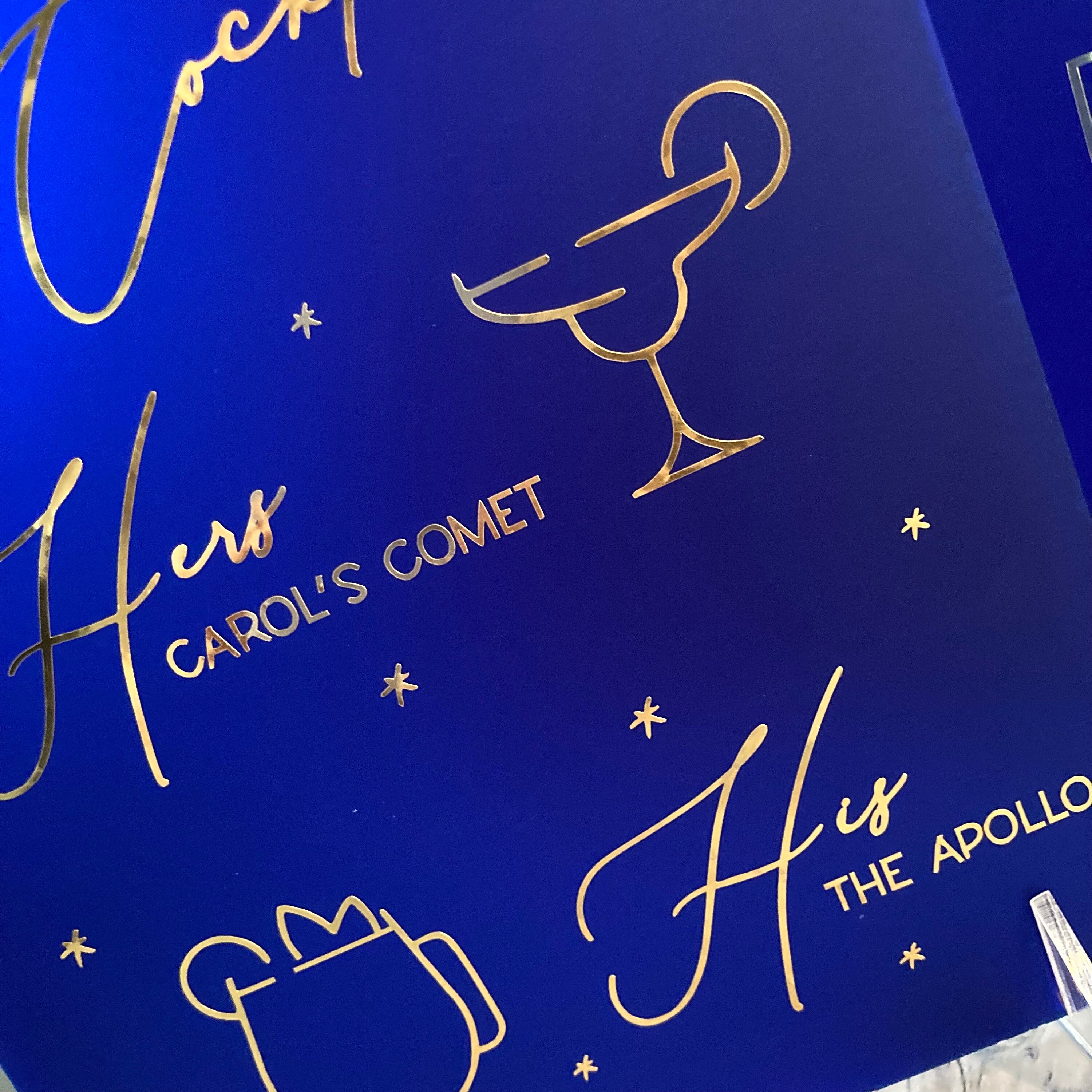 Blue Acrylic Signature Cocktail Sign: Celestial Wedding Bar Menu - Etsy