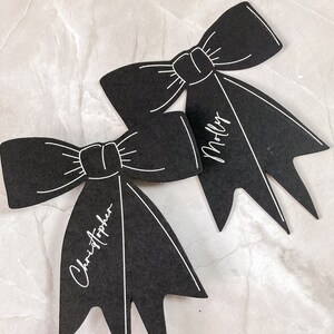 Monochrome Bow Shaped Place Names, Black Tie Wedding Decor, Bridal ...