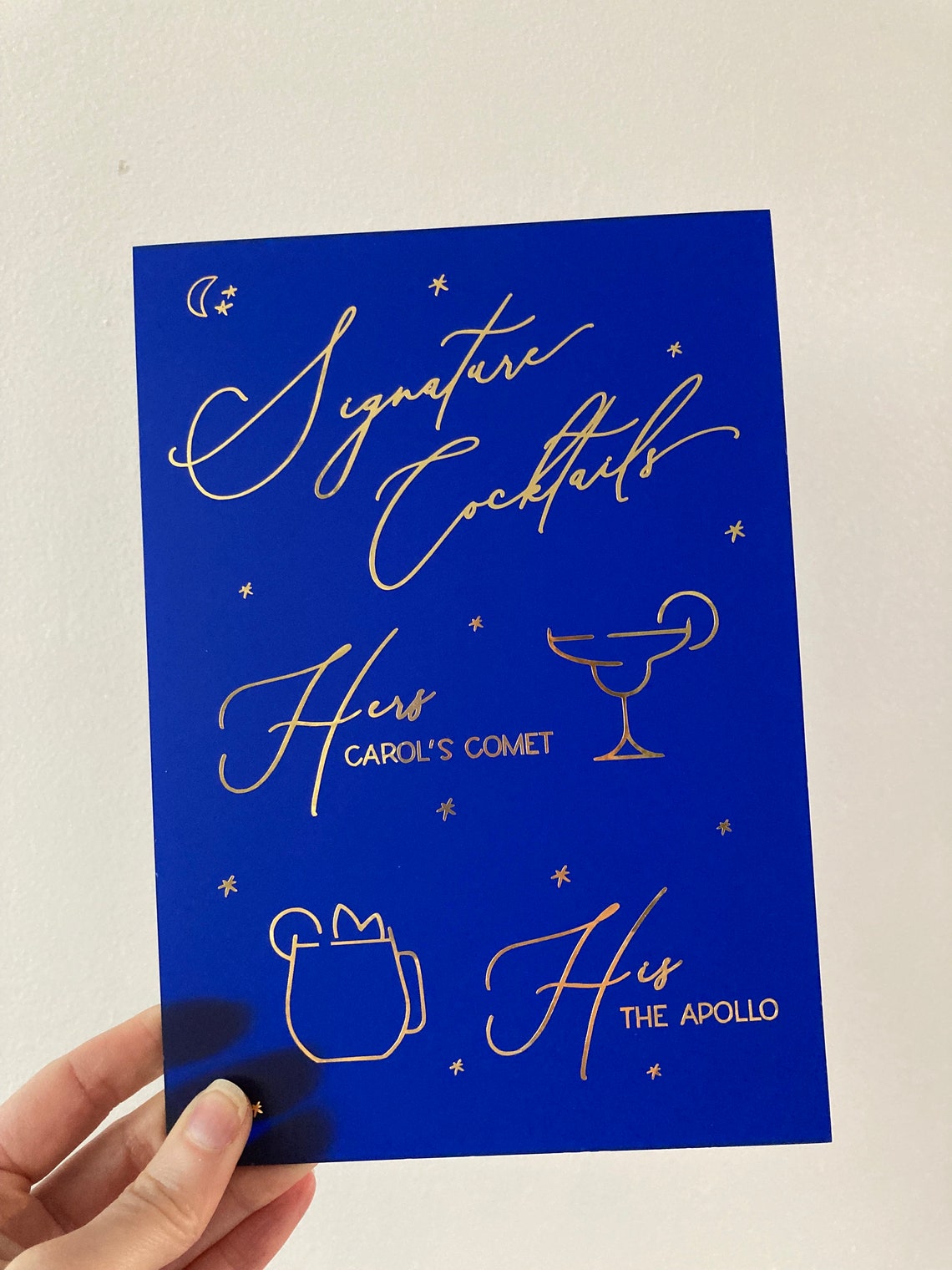 Blue Acrylic Signature Cocktail Sign: Celestial Wedding Bar Menu - Etsy