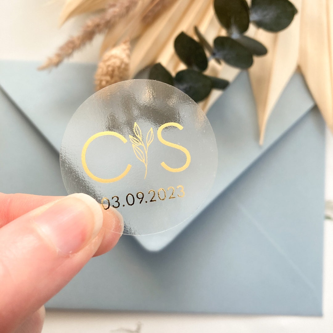 30 Gold Foil Floral Wedding Stickers, Monogram Stickers, Couple Initial ...