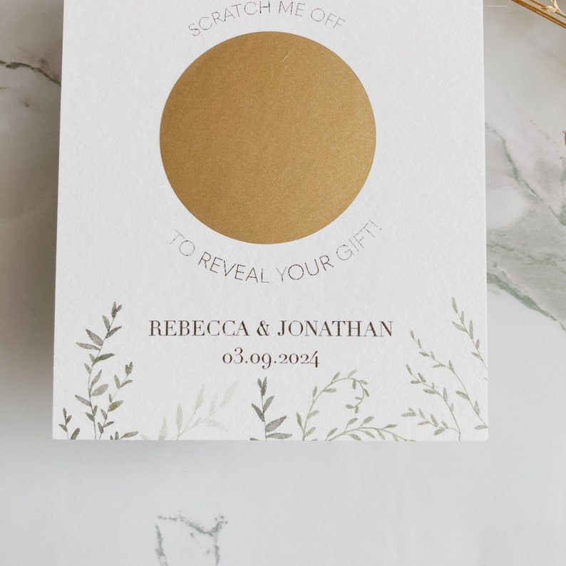 Botanical Wedding Scratch Card: Fun Wedding Favor, Reveal Message - Etsy