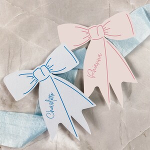 Blue Bow Shaped Place Names, Summer Wedding Decor, Pastel Baby Shower ...