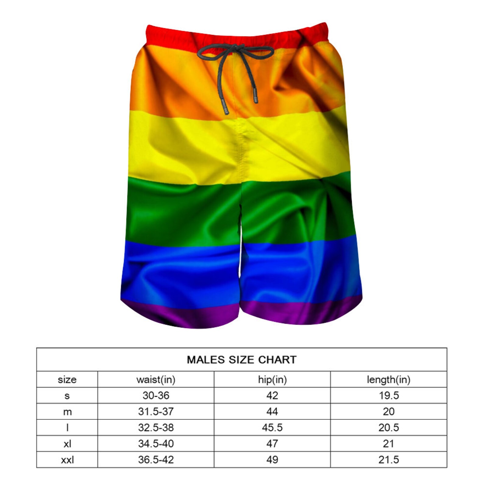 Gay Pride Rainbow Flag Mens Swim Trunks Etsy