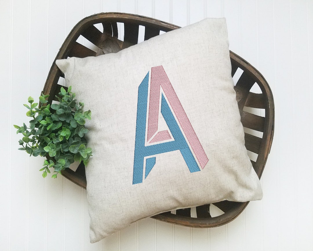 Personalised 2 Tone Monogram Natural Cushion Cover, Letter Cushion ...