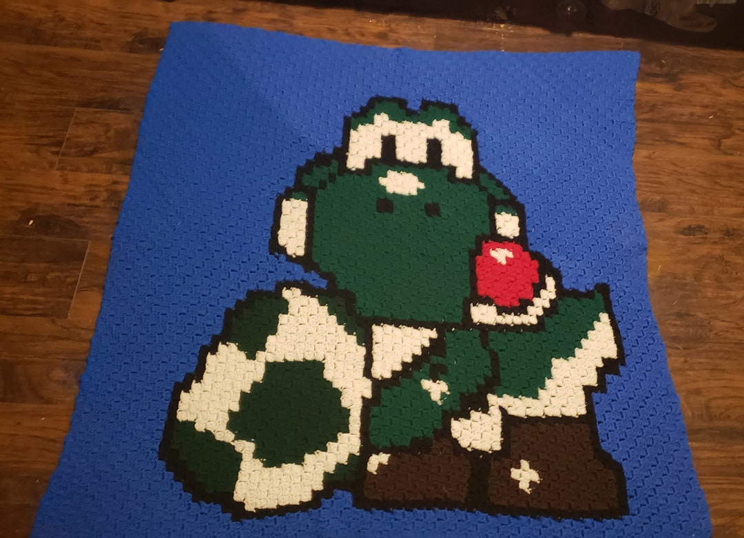 Super Mario Universe's Yoshi Inspired C2C Crochet Afghan Throw Pattern ...