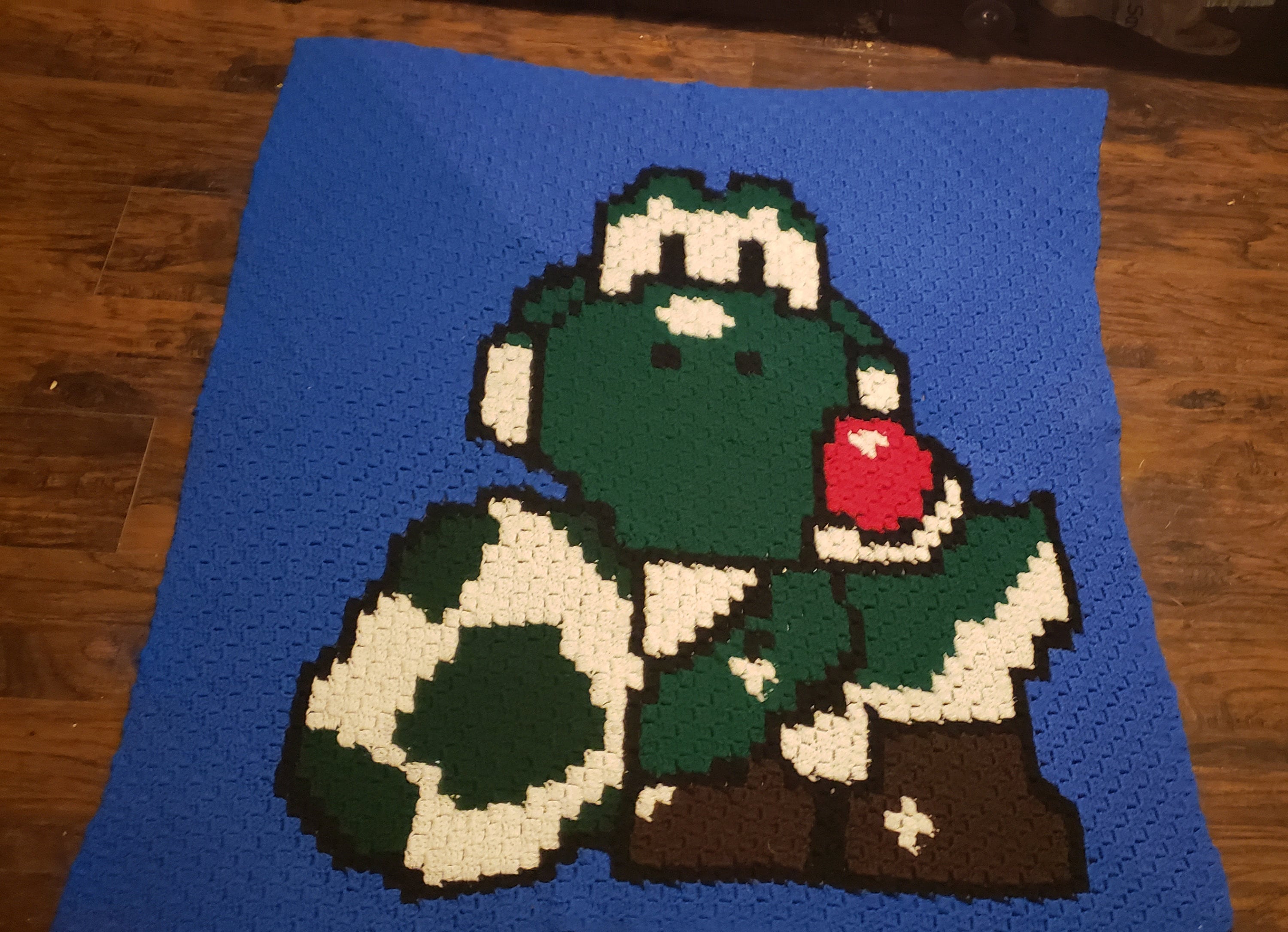 Super Mario Universe's Yoshi Inspired C2C Crochet Afghan Throw Pattern ...