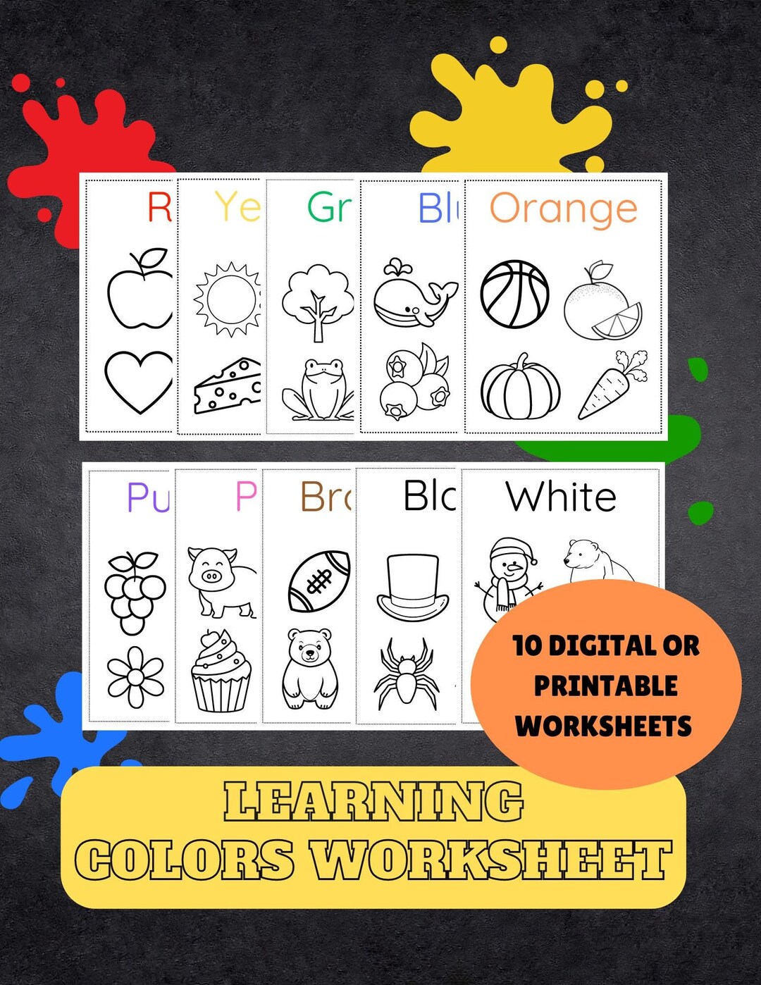 Printable Learning Colors Worksheets Pdf - Etsy
