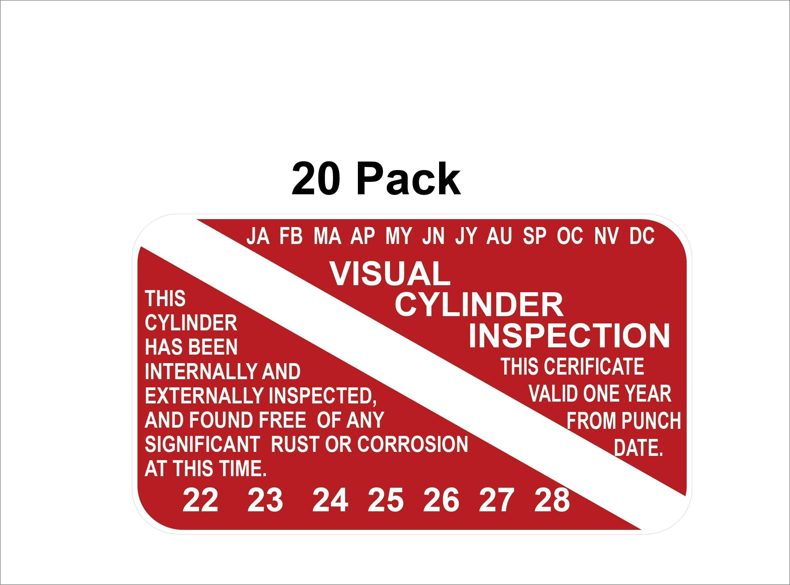 Paper 100 Pack Scuba Tank Visual Inspection With Name and Phone# Years ...