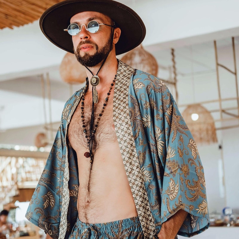 Silk Robe Short Green - Etsy