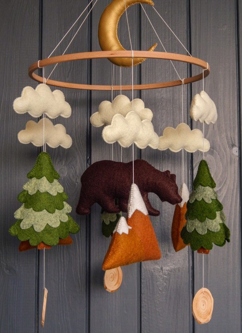 Woodland Baby Mobile Mountain Baby Mobile Natural Crib Mobile - Etsy