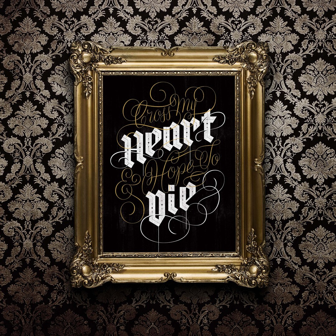 Cross My Heart in Black & Gold A4 A3 A2 Giclee Print | Gothic Art ...