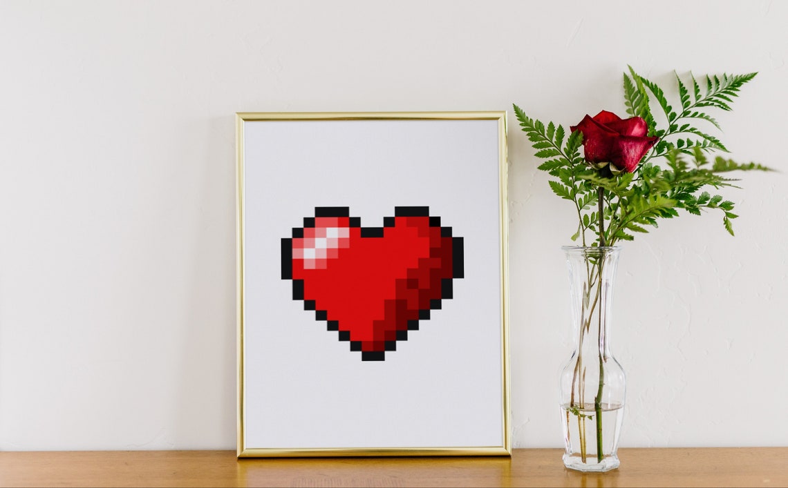 The Legend of Zelda Heart Retro Pixel Art Downloadable Art Print - Etsy