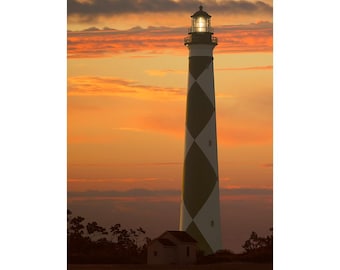 Cape Lookout Lighthouse in Outer Banks North Carolina Mono Line Art ...