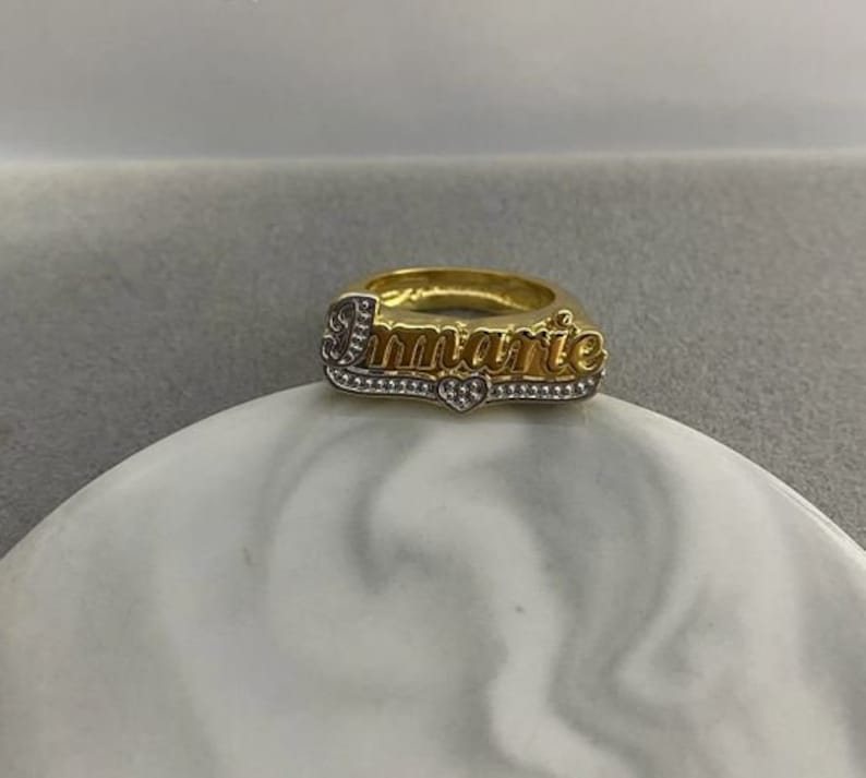 18kcustom Name Ring Personalized Name Ring Name Plate - Etsy