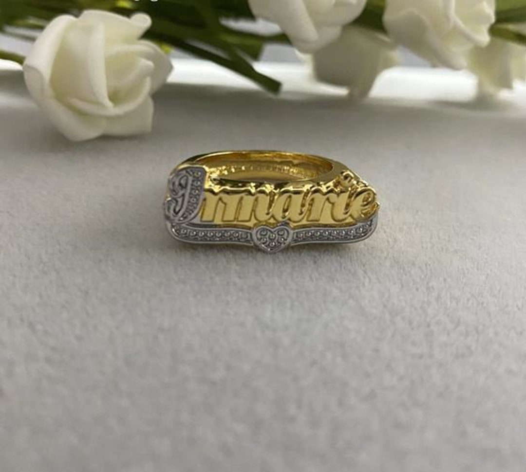 18kcustom Name Ring Personalized Name Ring Name Plate - Etsy
