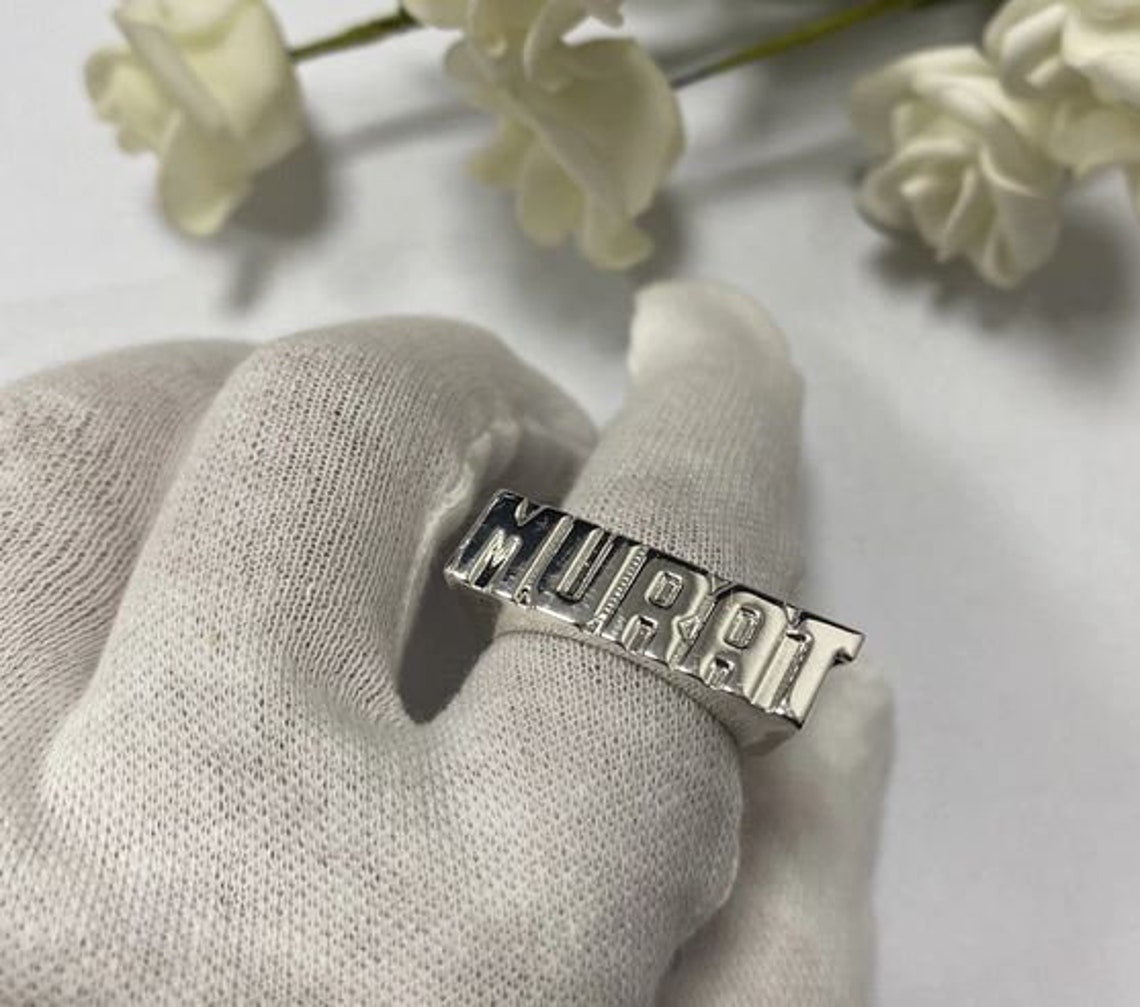 18kcustom Name Ring Personalized Name Ring Name Plate - Etsy