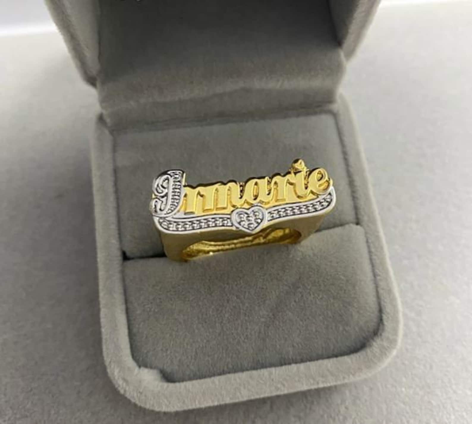 18kcustom Name Ring Personalized Name Ring Name Plate - Etsy