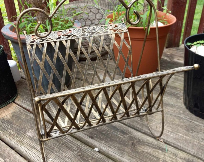 Vintage Folding Magazine/newspaper Rack, Ornate Metal, Mid-century - Etsy