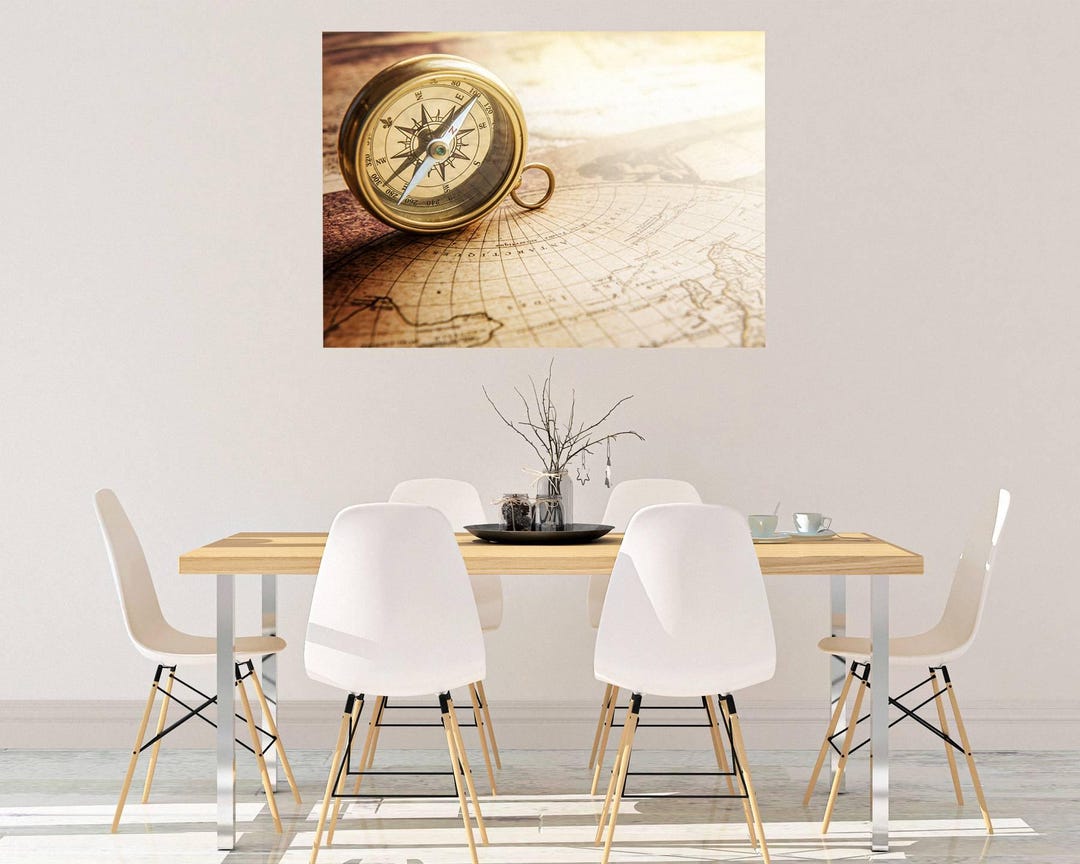 Wall Sticker Compass Map Window Home Decor Decal Living Room Bedroom ...