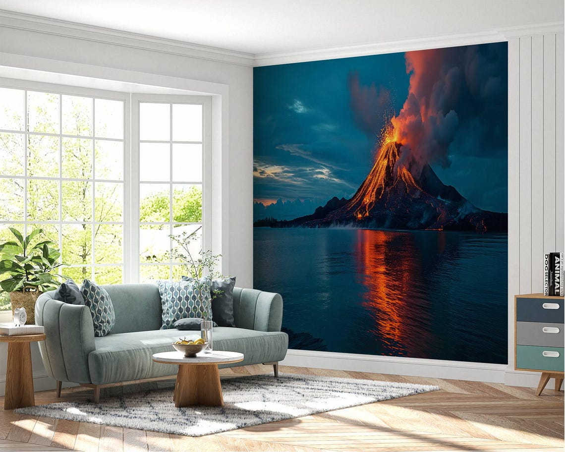 Wall Mural Volcano Eruption Home Decor Decal Living Room Bedroom Art ...