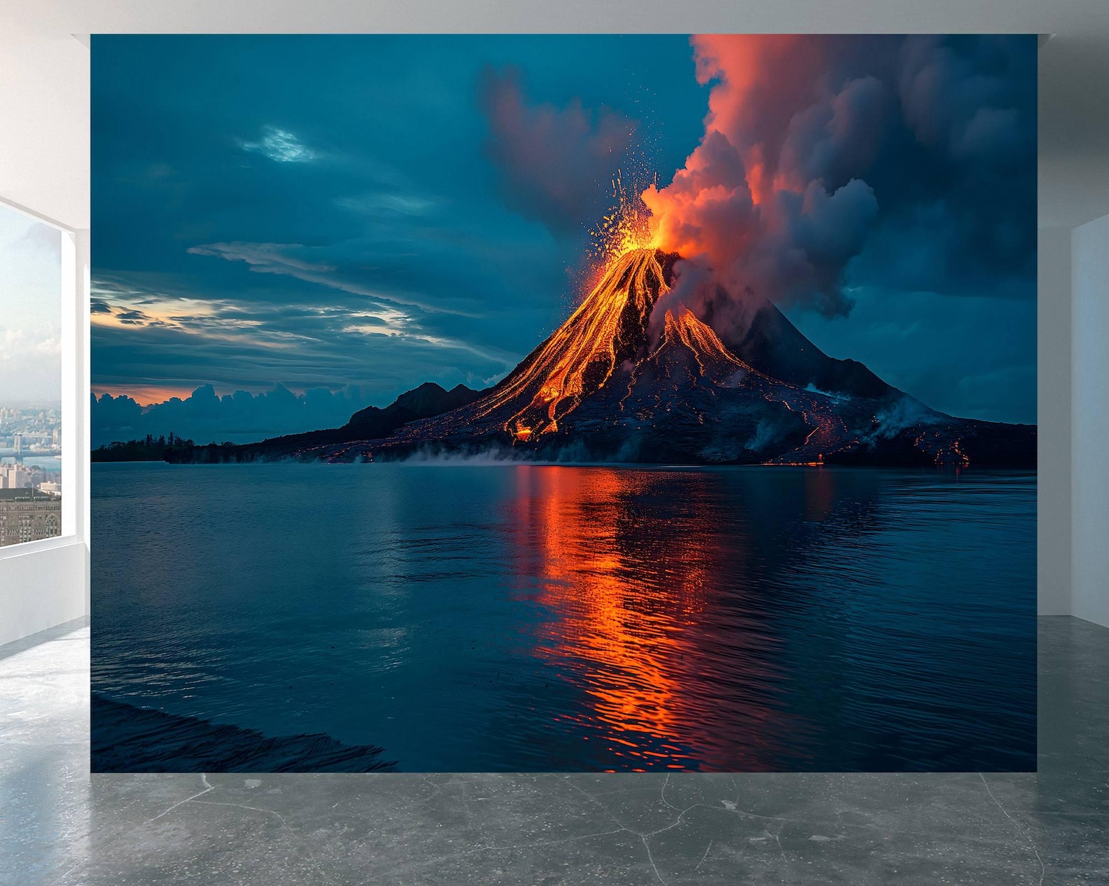 Wall Mural Volcano Eruption Home Decor Decal Living Room Bedroom Art ...