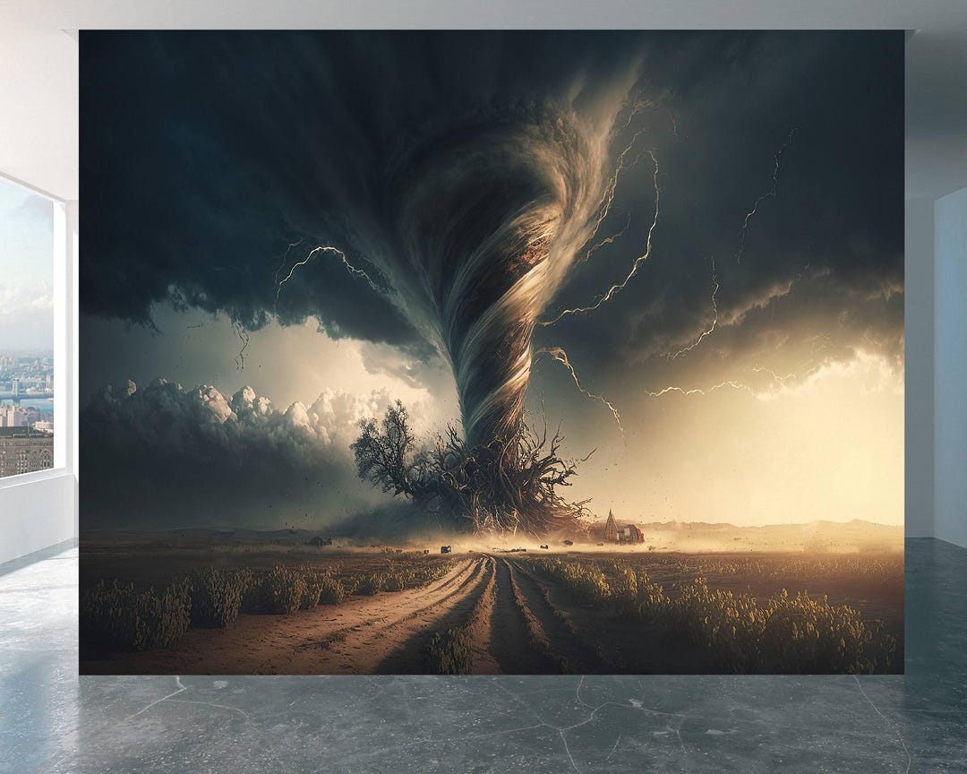 Wall Mural Tornado Home Decor Decal Living Room Bedroom Art Vinyl Easy ...