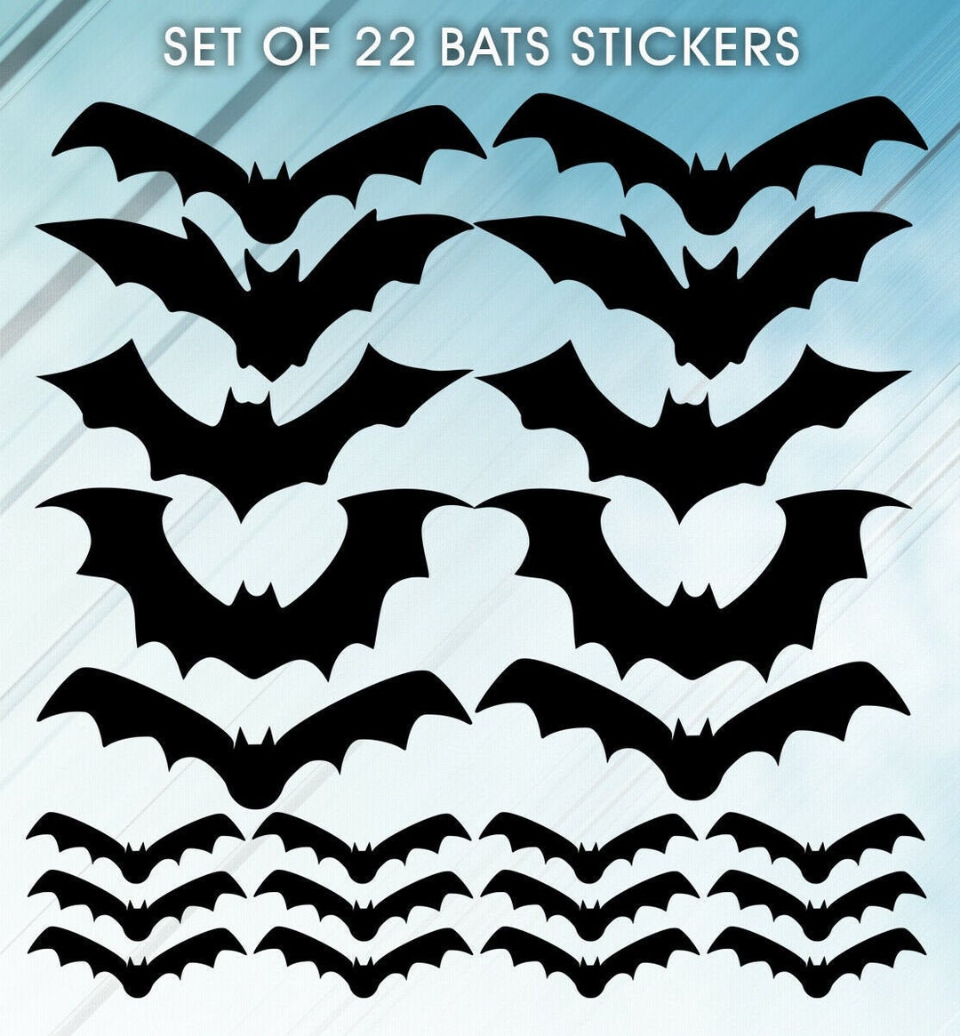 22 Bat Black Vinyl Stickers for Glasses, Window, Wall, Furniture Kids ...