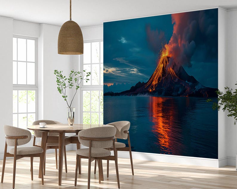 Wall Mural Volcano Eruption Home Decor Decal Living Room Bedroom Art ...