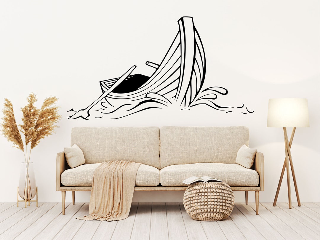 Wall Sticker Boat Waves Window Home Decor Bathroom Decal Art Vinyl - Etsy