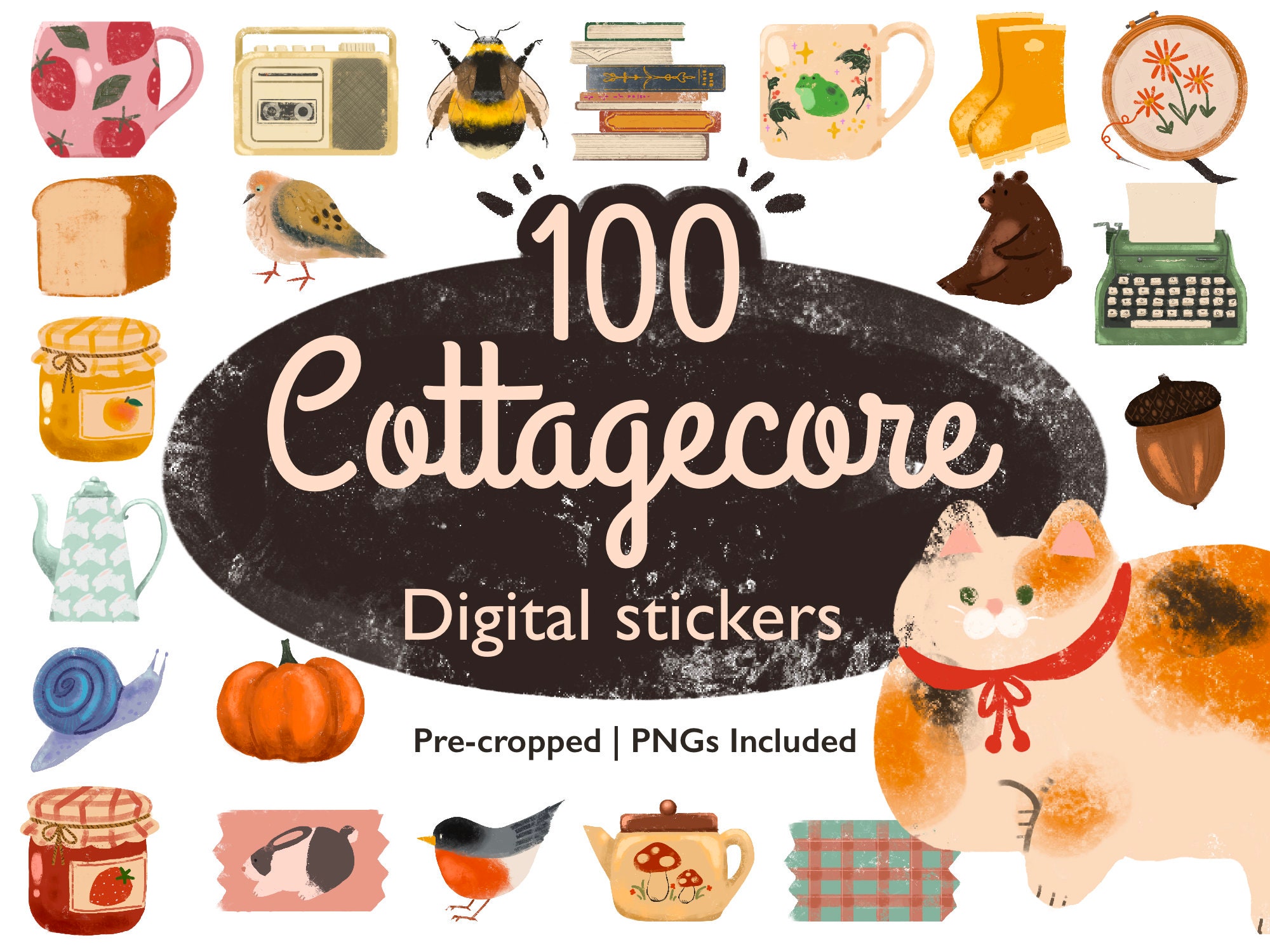 Cottagecore Sticker Pack | Digital Planner Stickers | iPad Sticker ...