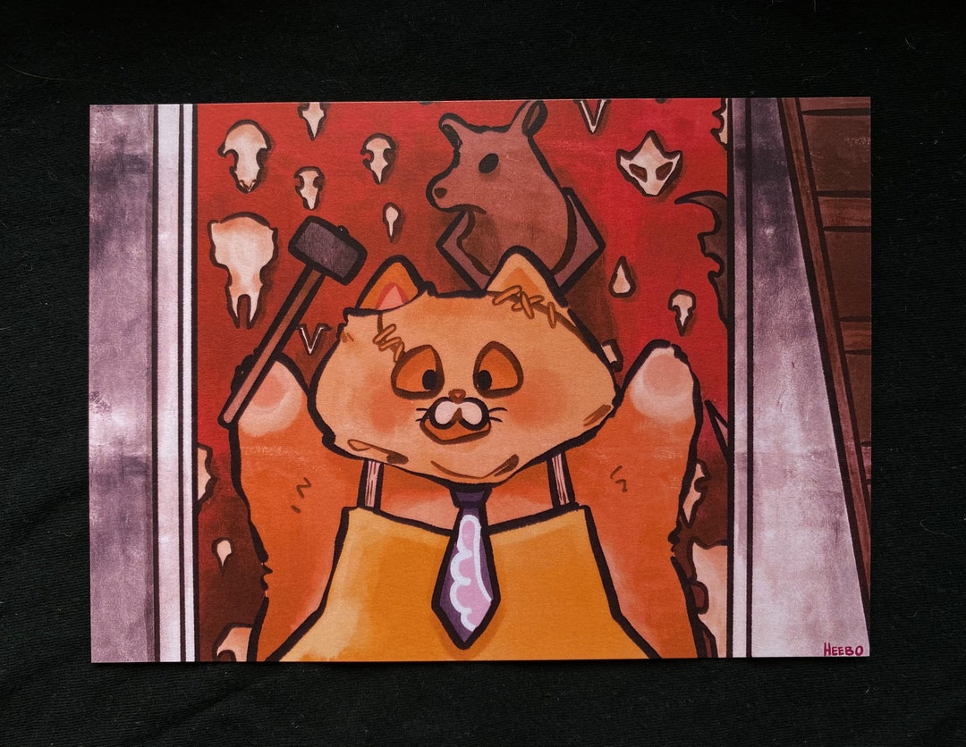 Butcher Cat Print 7" X 5" - Etsy