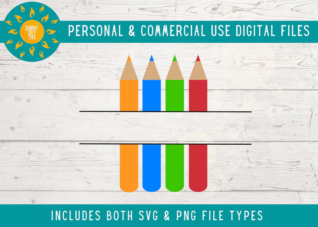 Colored Pencil Split Monogram SVG, SVG PNG for Artist or Teacher ...