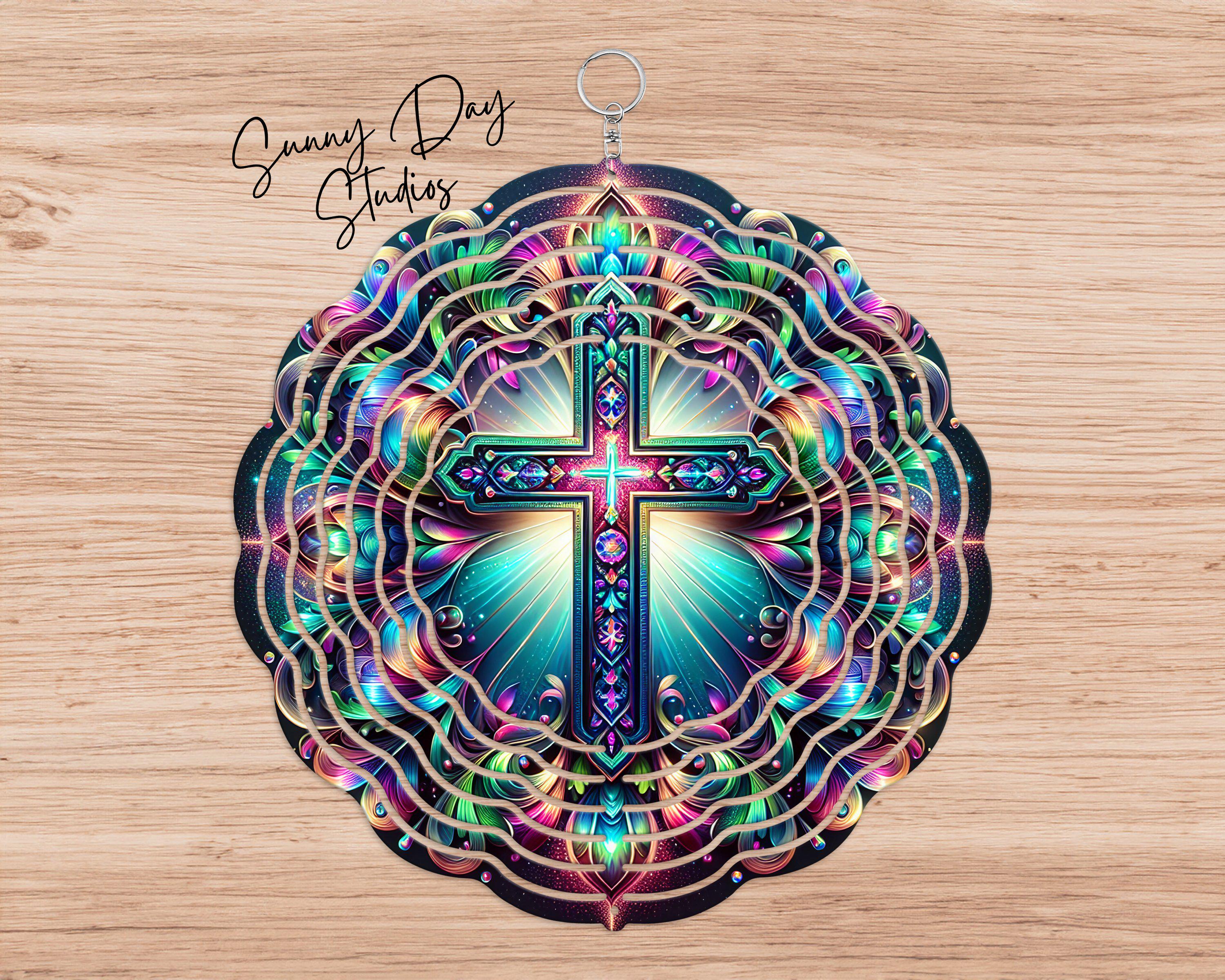 Cross Windspinner PNG, Colorful Jesus Sublimation Designs, DIY Garden ...