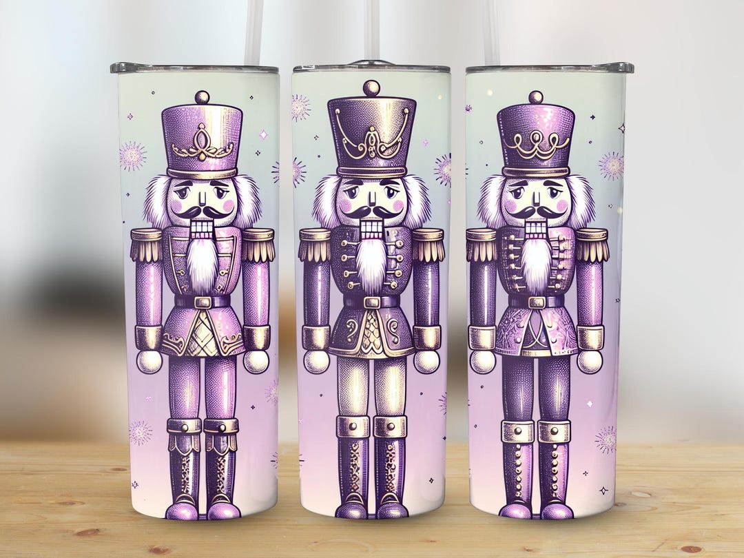 Purple Nutcracker Tumbler Wrap, 20oz Skinny Tumbler PNG, Ombre Pastel Christmas Sublimation ...