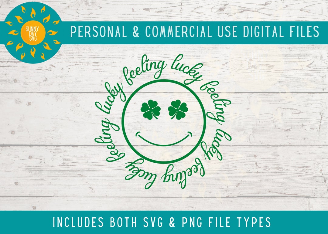 Feeling Lucky Smiley Face SVG, St Pattys Smiley Png, Green Retro St ...
