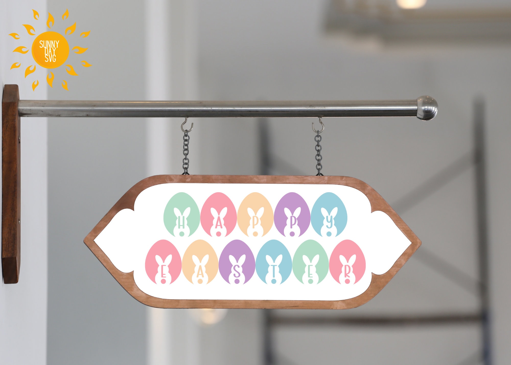 Happy Easter Eggs SVG, Colorful Easter Egg Spring Easter Welcome Sign ...